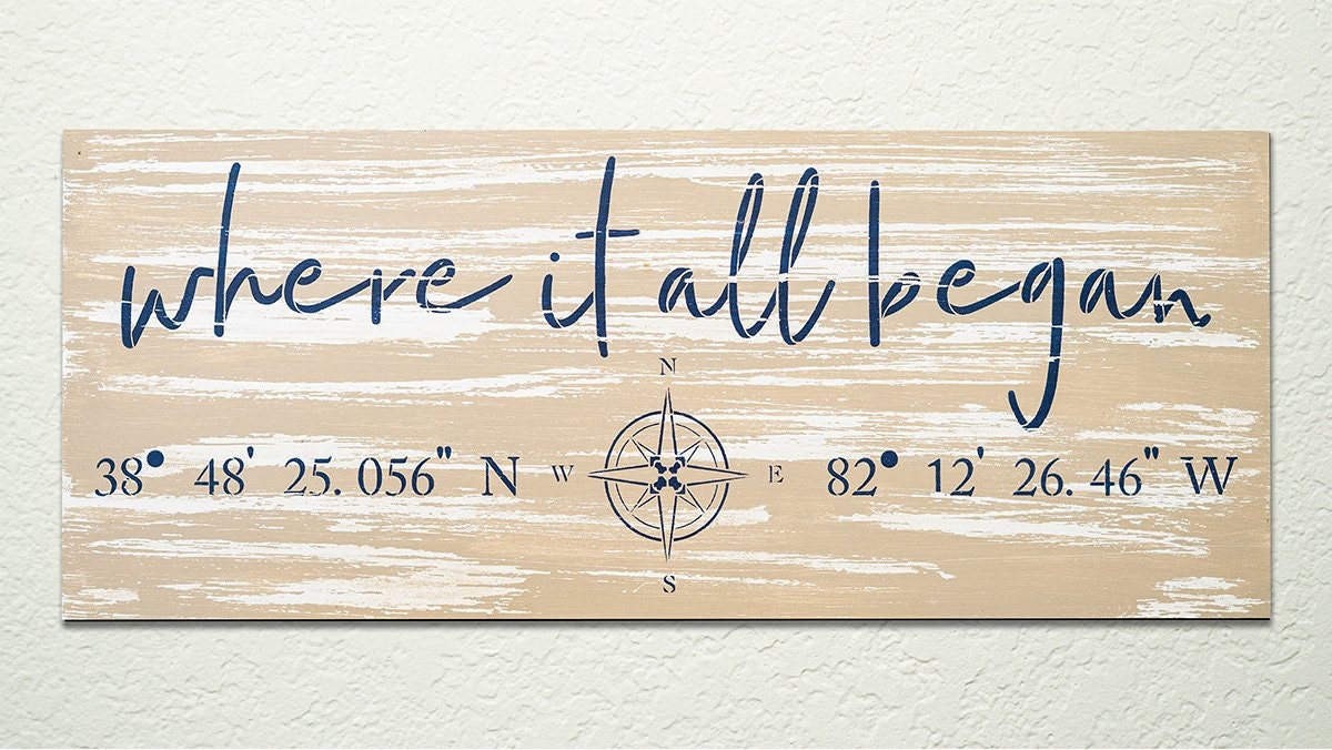 Personalized Where It All Began Stencil With Compass by | Etsy