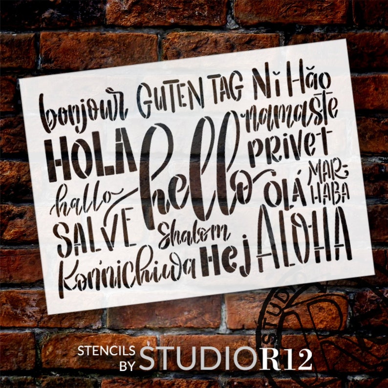 Hello Different Languages Stencil by Studior12 Craft DIY | Etsy