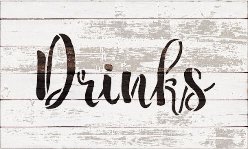 Wedding Sign Stencil Drinks Rustic Script Select Size - Etsy