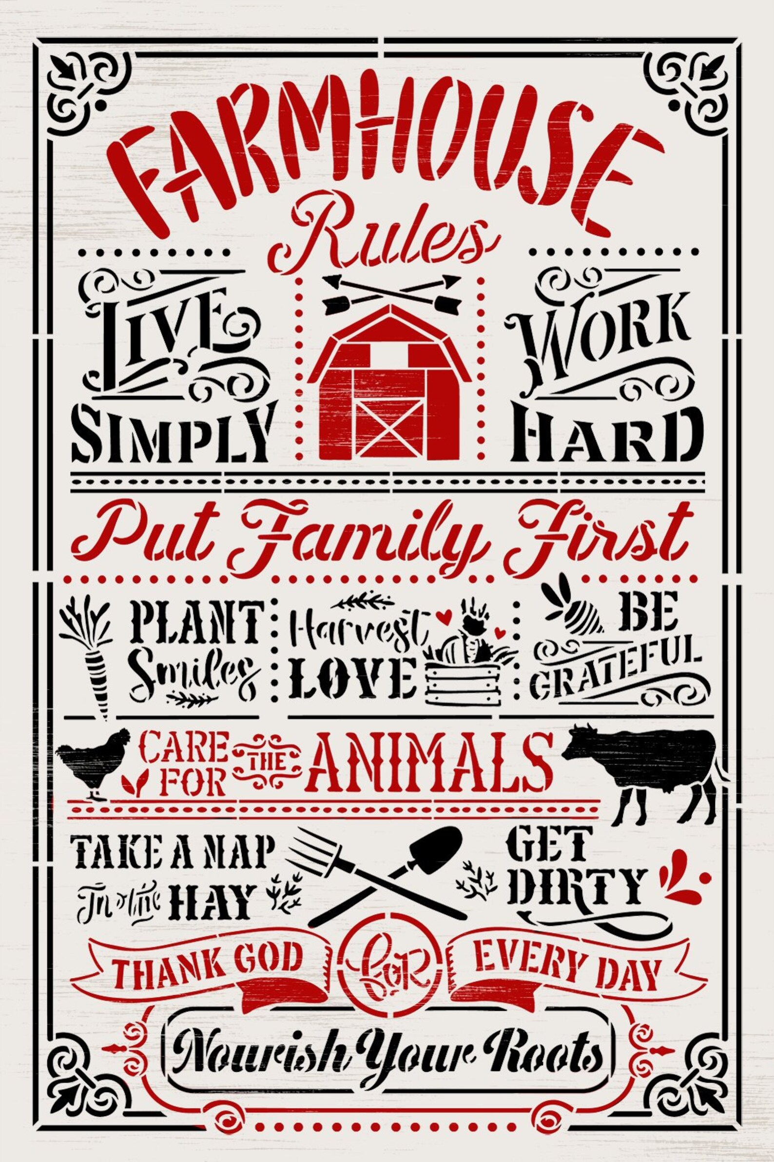 Farmhouse Rules Stencil by Studior12 Select Size USA Made - Etsy