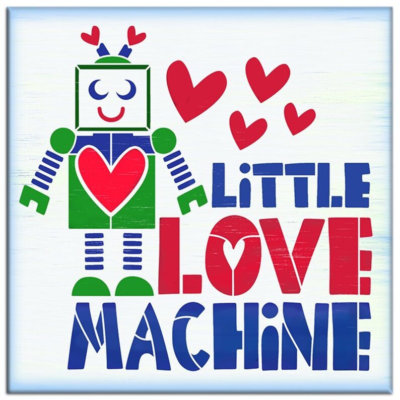 Little Love Machine Stencil With Robot Hearts by Studior12 | Etsy