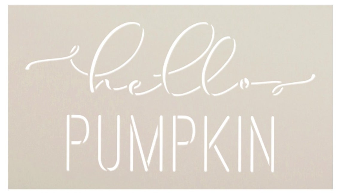 Hello Pumpkin Cursive Stencil by Studior12 DIY Autumn Fall - Etsy