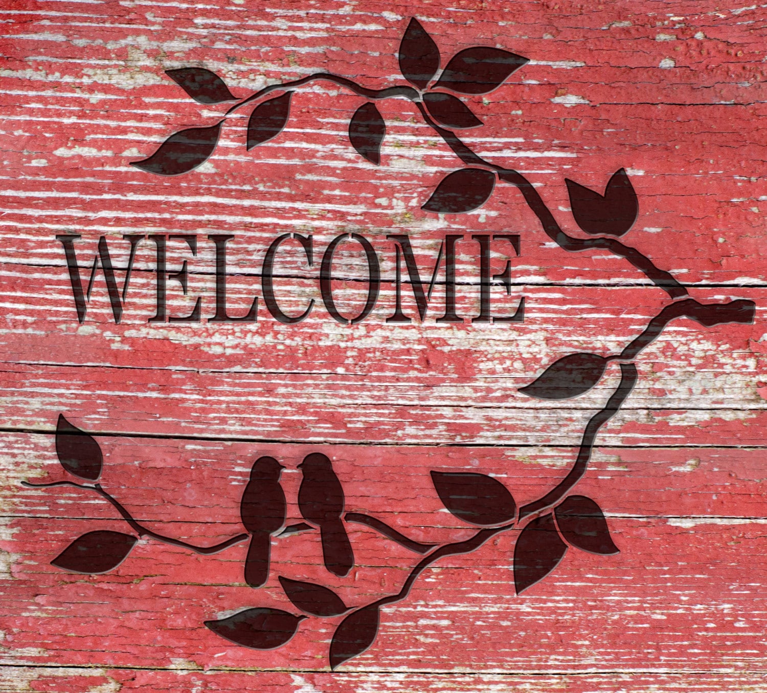 Birds of Welcome Word Art Stencil-select Size STCL697 by - Etsy