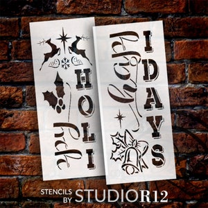 Vertical Happy Holidays Tall Porch Sign Stencil by Studior12 4ft USA ...