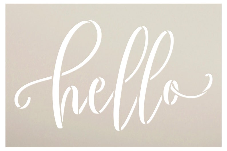 Simple Hello Script Stencil by Studior12 Craft DIY Farmhouse - Etsy