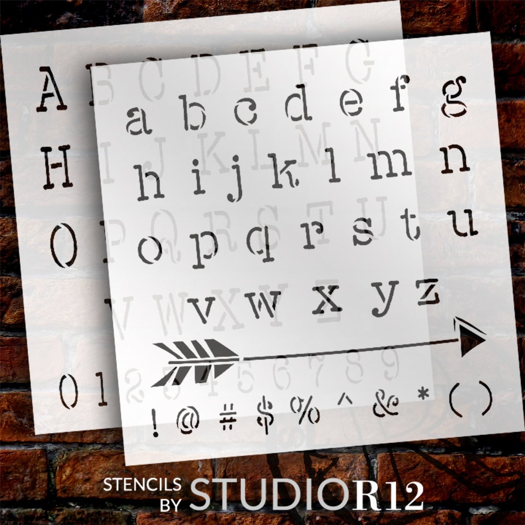 Crafty Typewriter Lettering Stencils by Studior12 Full Alphabet Stencil ...
