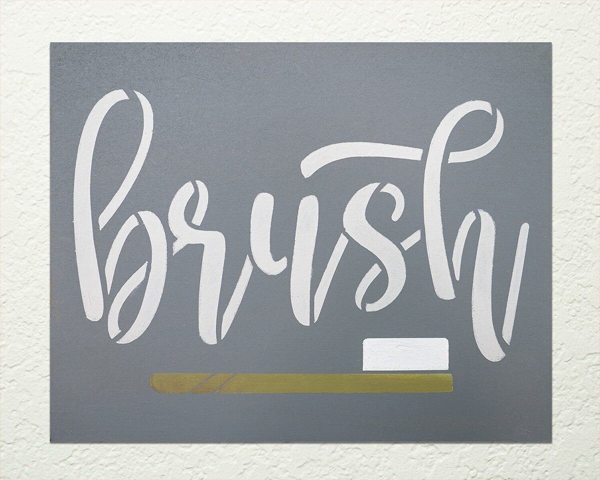 Brush Script Stencil With Toothbrush by Studior12 DIY Home | Etsy