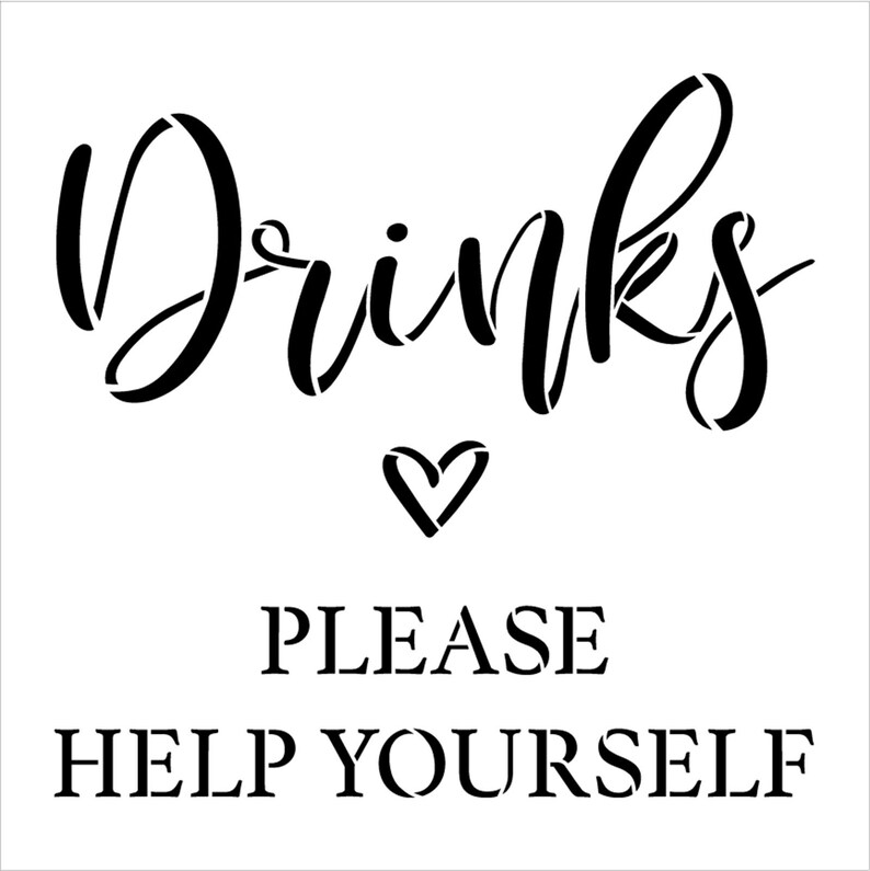 Drinks Please Help Yourself Stencil by Studior12 Craft DIY | Etsy