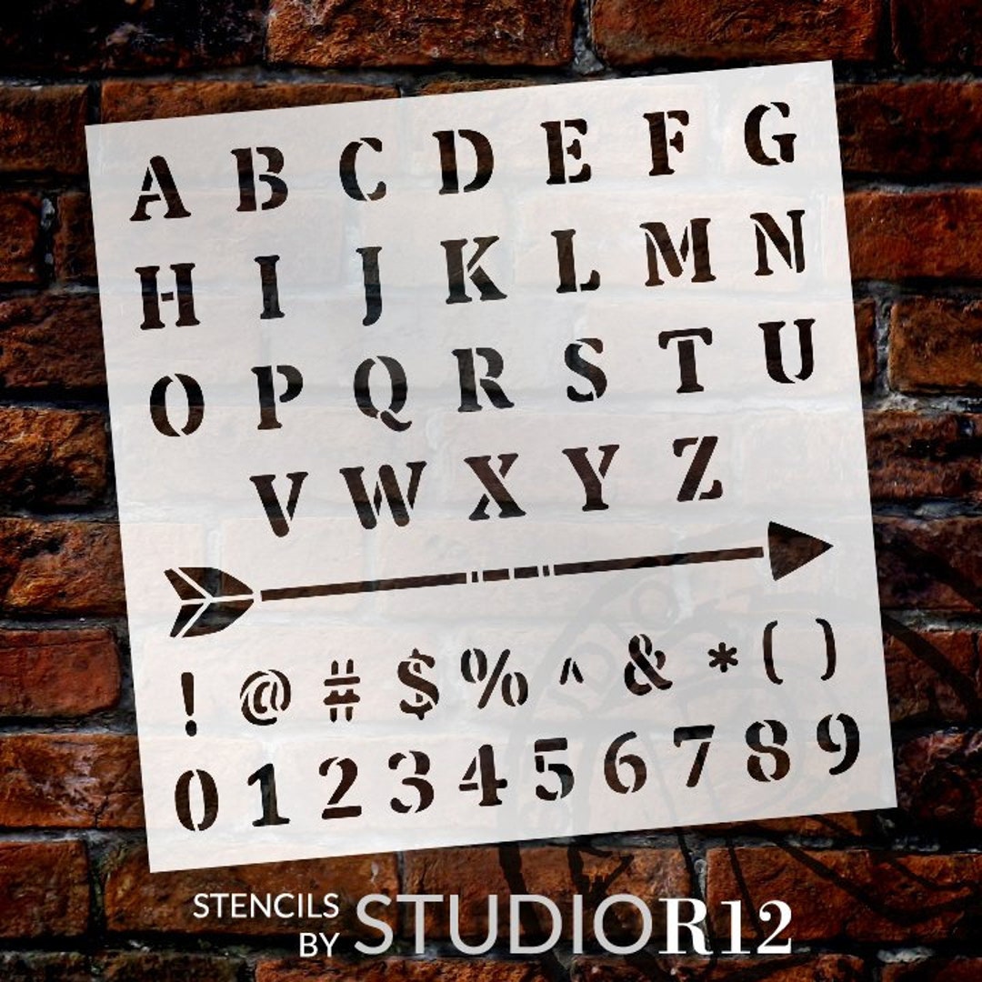Rugged Serif Font Full Alphabet Stencils by Studior12 Reusable ...