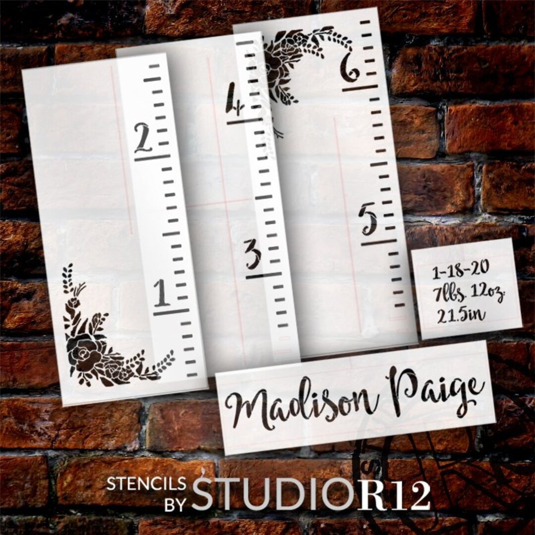 Personalized Name Growth Chart 3-part Stencil With Boho - Etsy