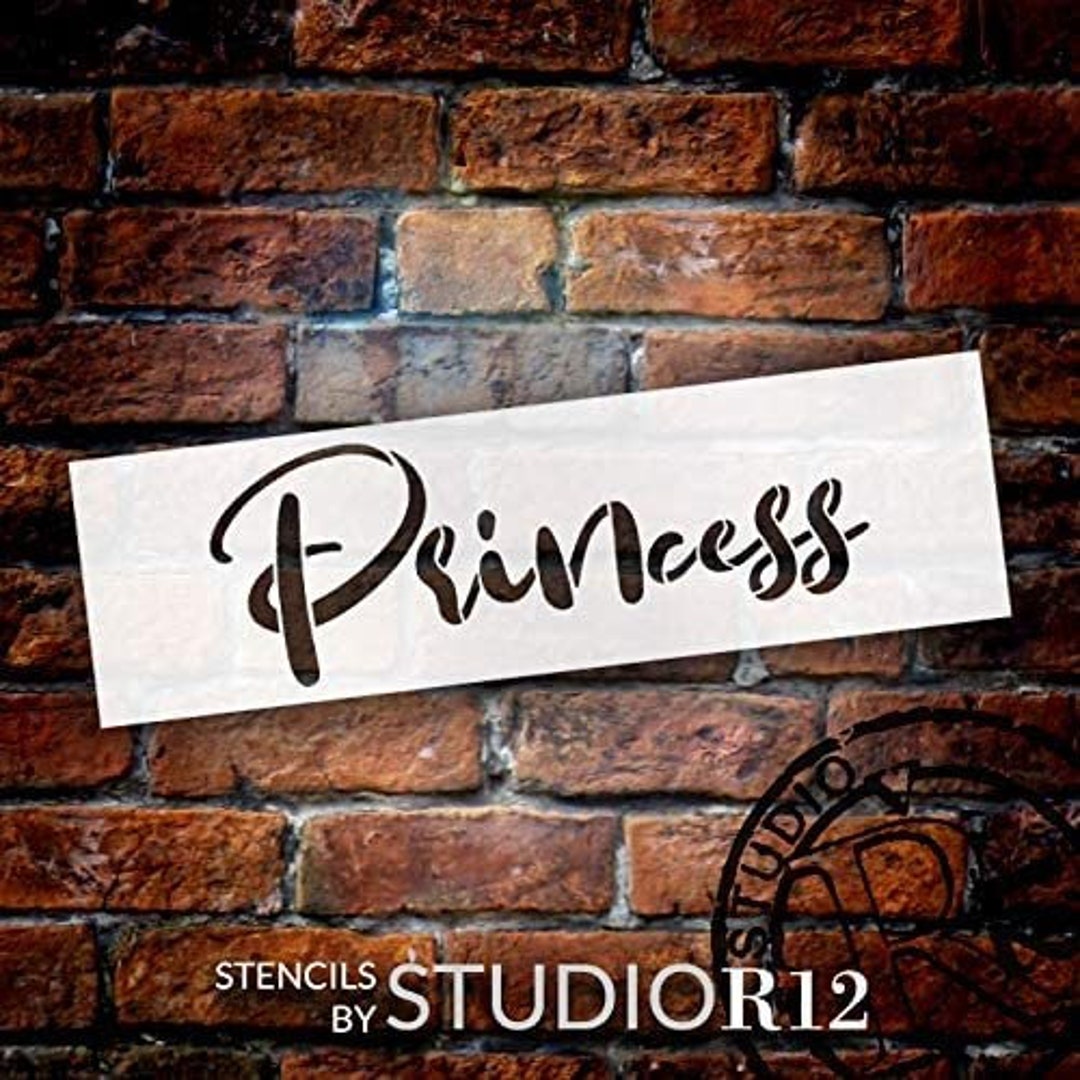 Princess Word Stencil by Studior12 DIY Pretty Cursive Script - Etsy