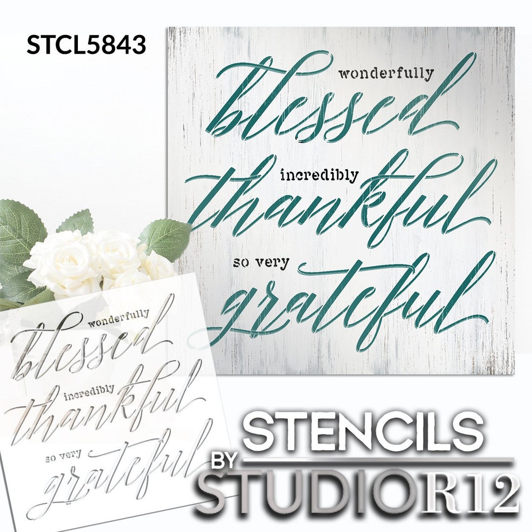 Wonderfully Blessed Stencil by Studior12 DIY Thanksgiving Home Decor ...