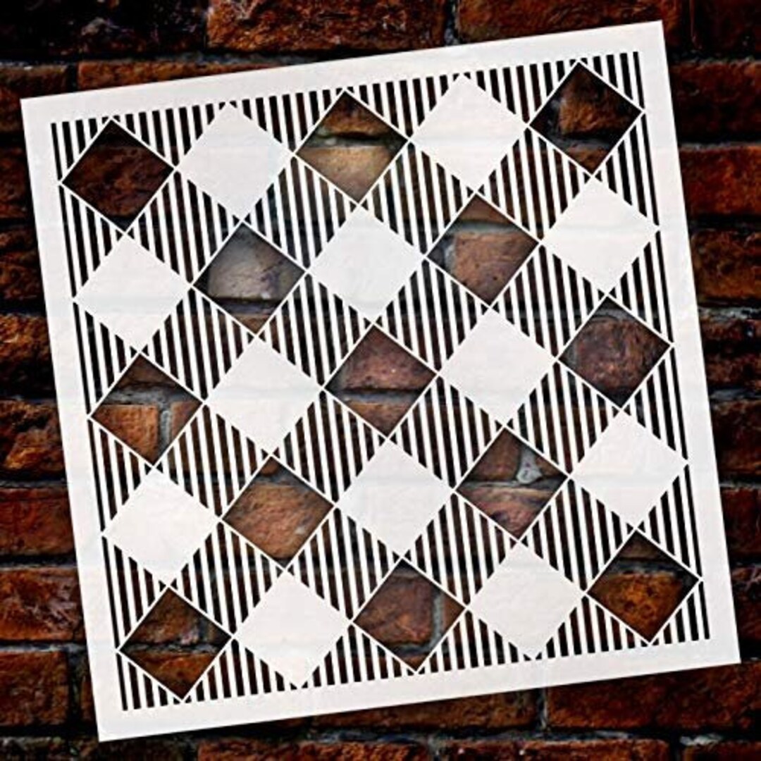 Diagonal Buffalo Plaid Stencil by Studior12 Fun for Painting Wood Signs ...