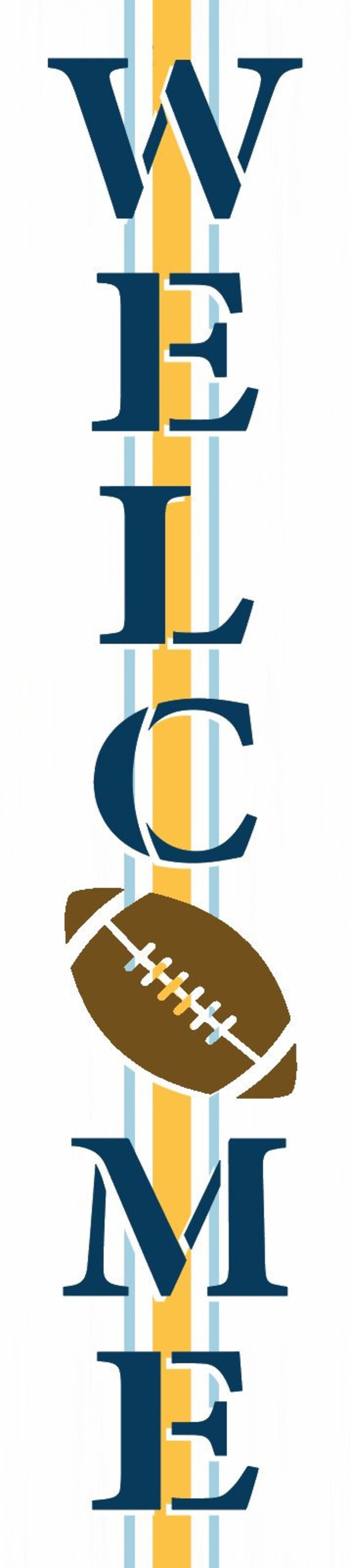 Vertical Welcome Tall Porch Sign Stencil W/ Football by - Etsy