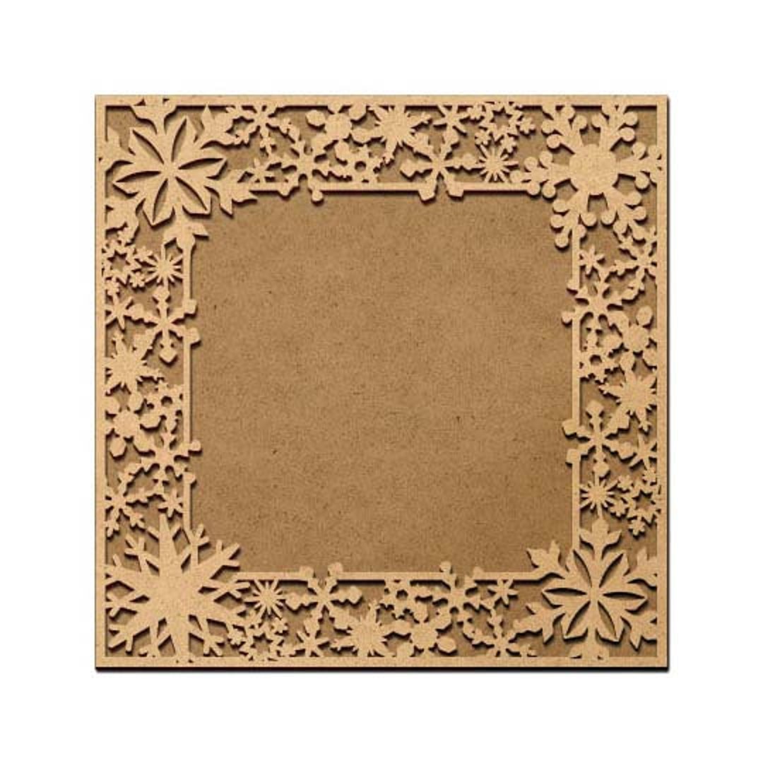Snowflake Flurry Frame Square MDF Surface & Embellished Overlay Ready ...