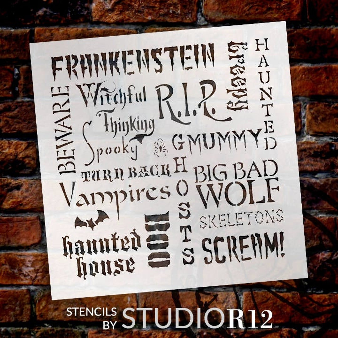 Background Words Stencil Haunted 11 X 11 STCL546 by Studior12 - Etsy