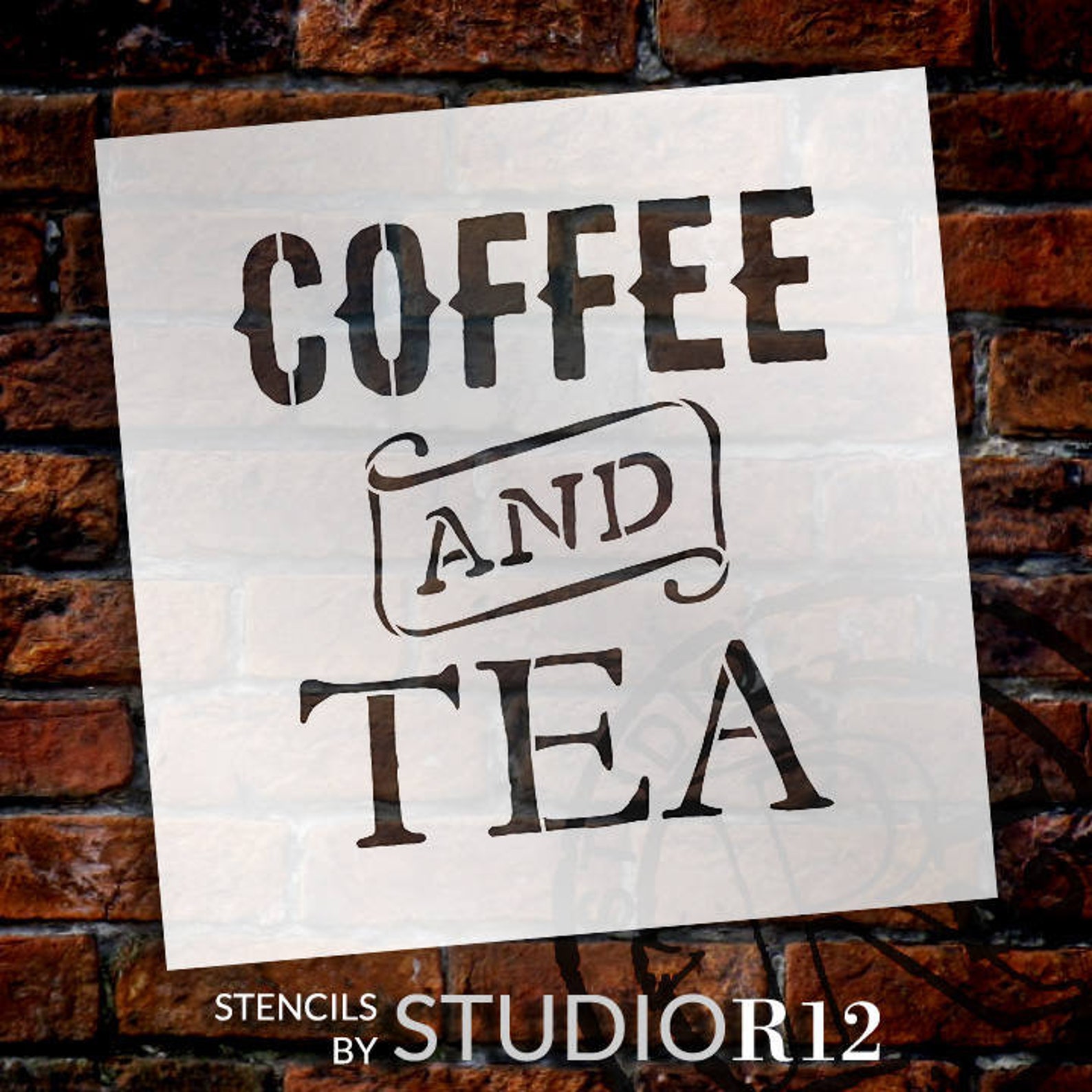 Coffee and Tea Vintage Word Art Stencil Select Size - Etsy