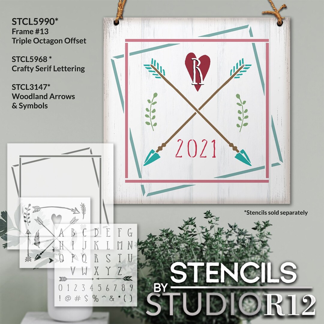 Double Square Geometric Frame Art Stencil by Studior12 Select Size USA ...
