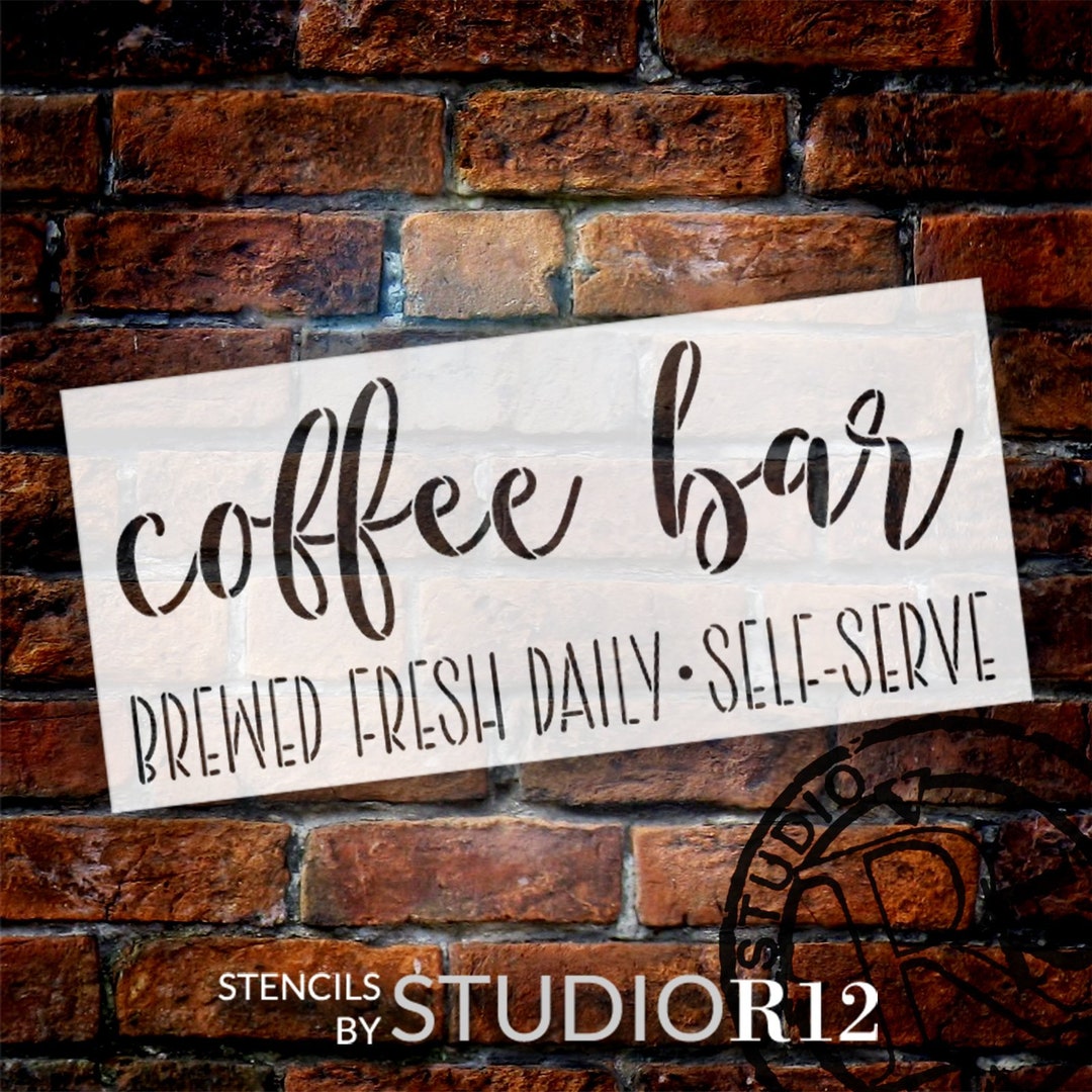 Coffee Bar Script Stencil by Studior12 Craft DIY Kitchen - Etsy