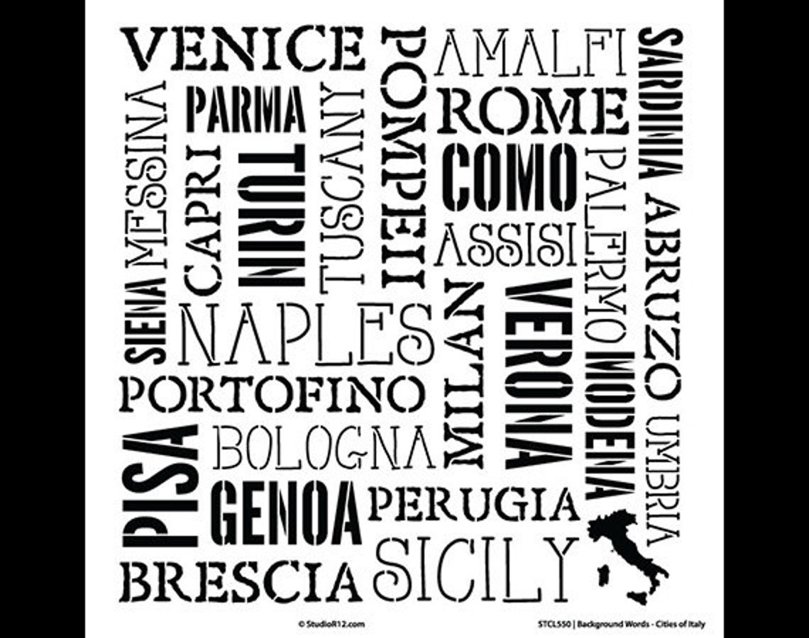Background Words-cities of Italy Stencil-12 X - Etsy