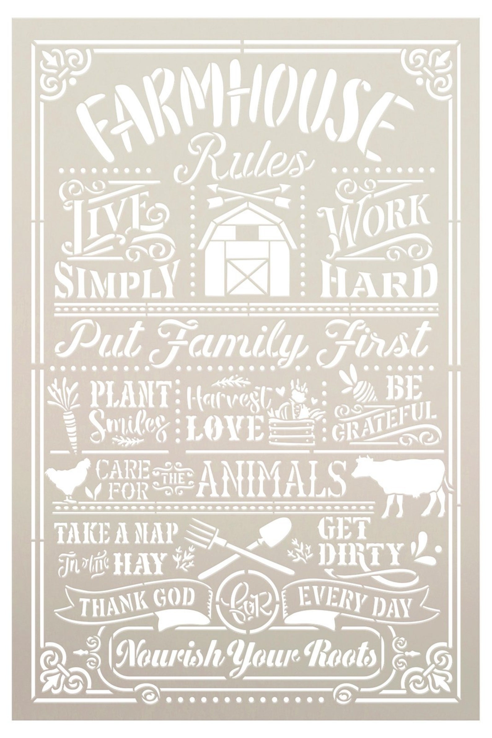 Farmhouse Rules Stencil by Studior12 Select Size USA Made - Etsy