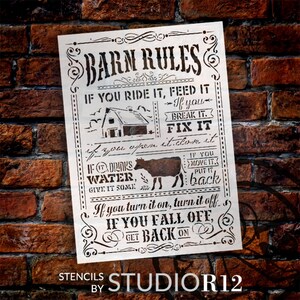 Barn Rules Stencil by Studior12 Select Size USA Made Craft DIY ...