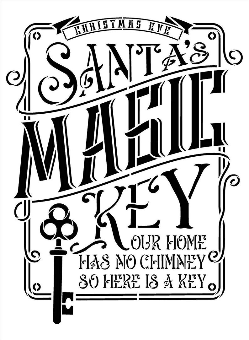 Santa's Magic Key Stencil by Studior12 DIY Holiday Home - Etsy
