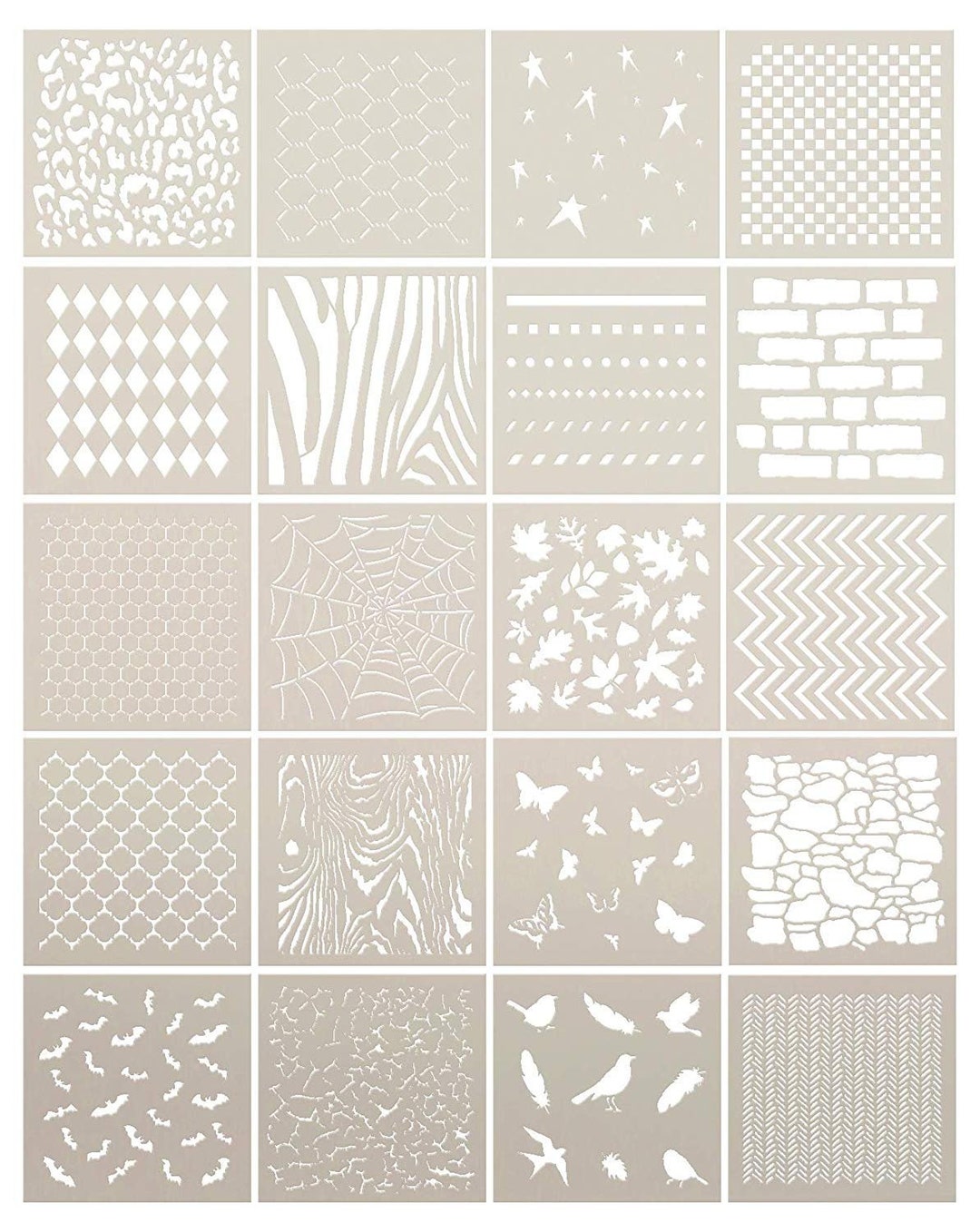 Background Pattern Multi-design Stencil Set 20 Piece by - Etsy