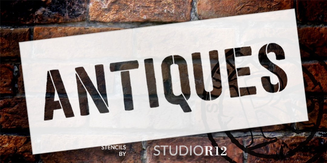 Vintage Antiques Word Art Stencil by Studior12 Select Size USA Made ...