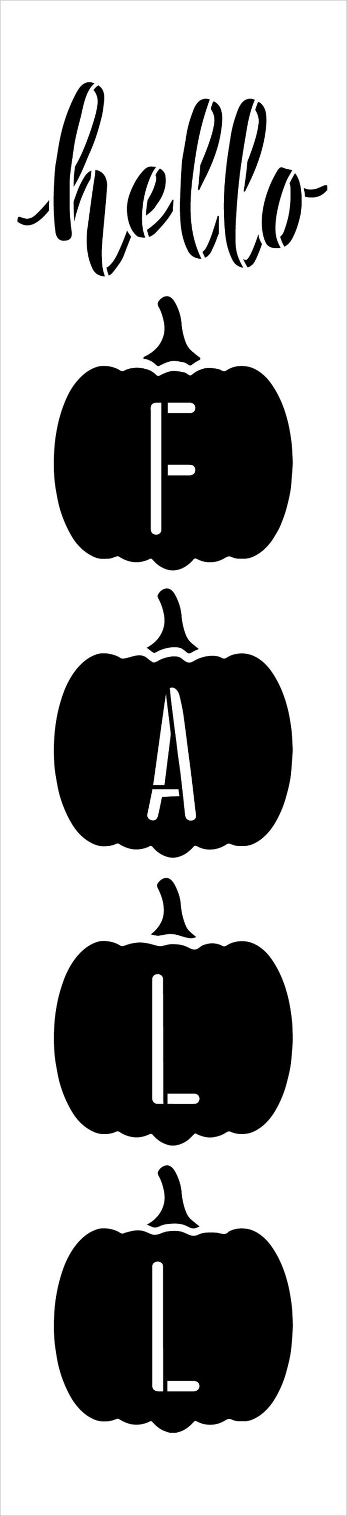 Vertical Hello Fall Tall Porch Sign Stencil W/ Pumpkins by | Etsy