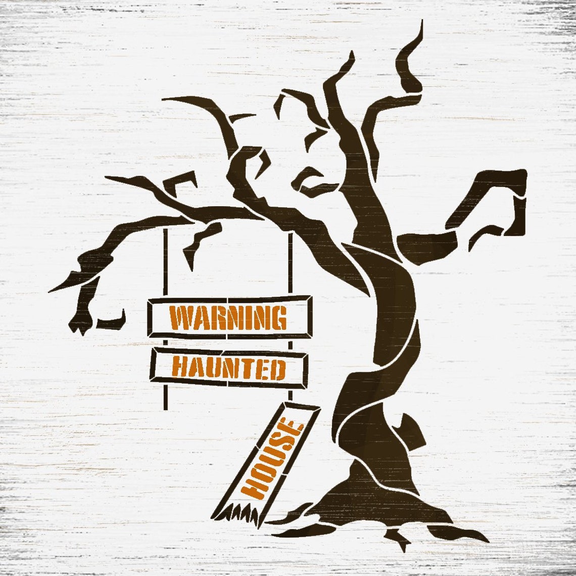 Warning Haunted House Stencil by StudioR12 DIY Fall | Etsy