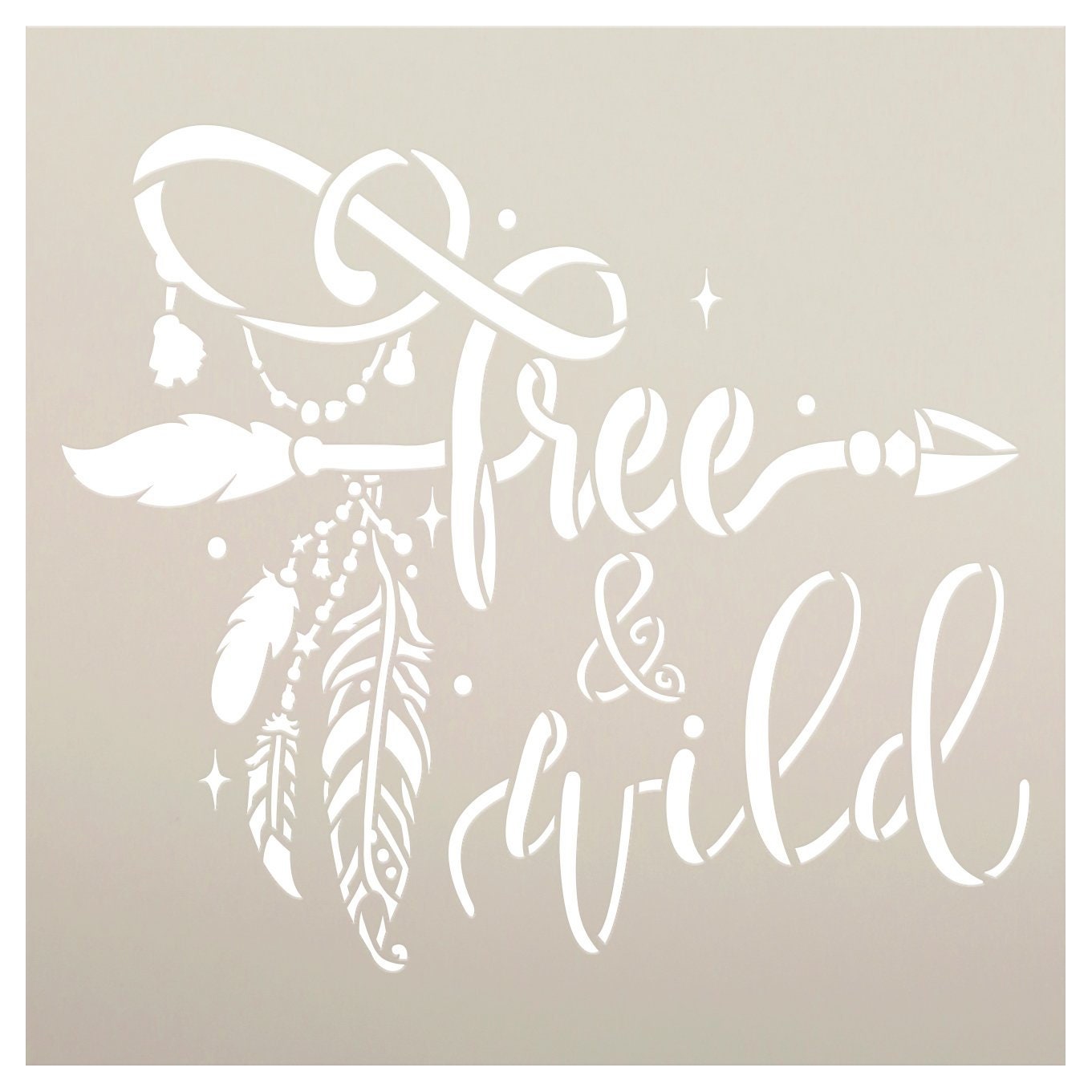 Wild & Free Stencil by Studior12 DIY Boho Bohemian Feather | Etsy