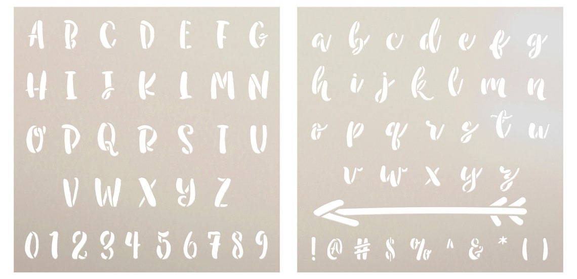 Hand Drawn Script Lettering Stencils by StudioR12 Reusable | Etsy