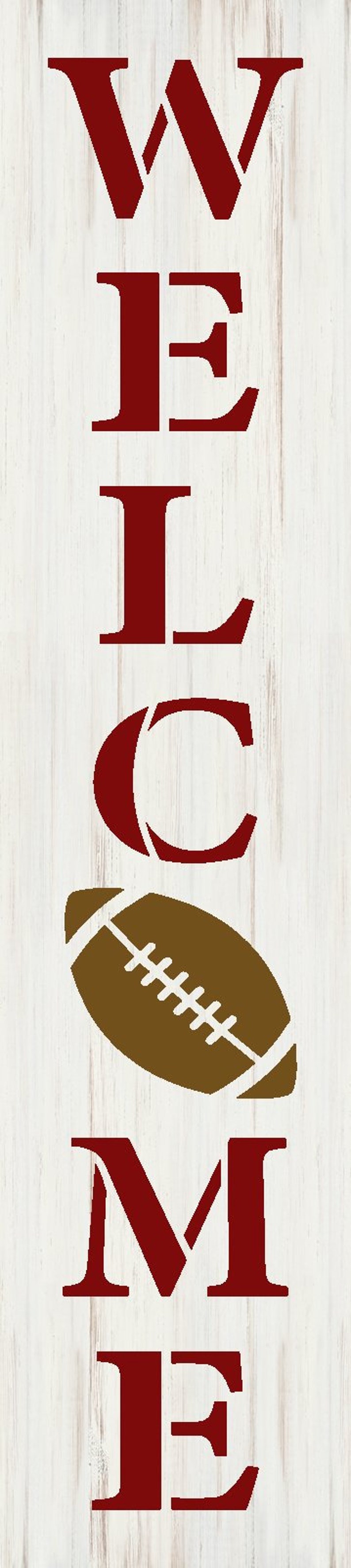 Vertical Welcome Tall Porch Sign Stencil W/ Football by - Etsy