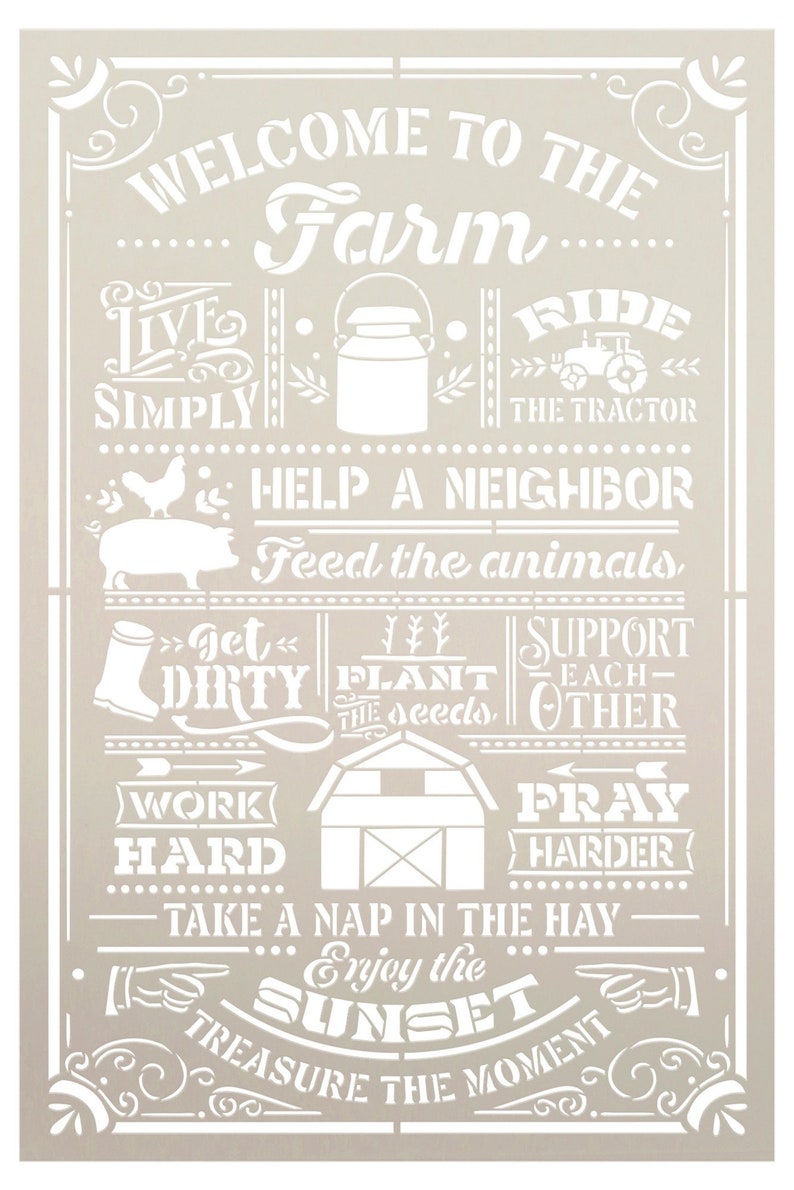 Welcome to the Farm Stencil by Studior12 Select Size USA - Etsy
