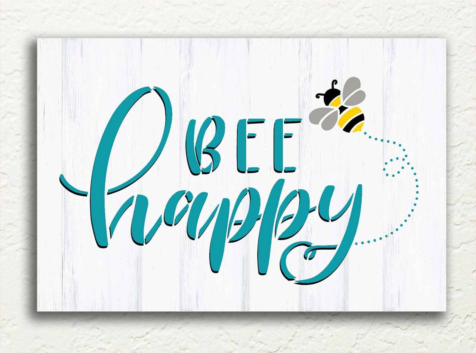 Bee Happy Script Stencil by Studior12 Craft DIY Spring Home - Etsy