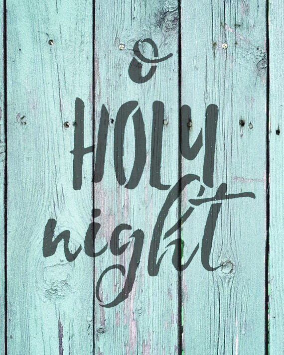 O Holy Night Rustic Cursive Word Stencil Select Size - Etsy