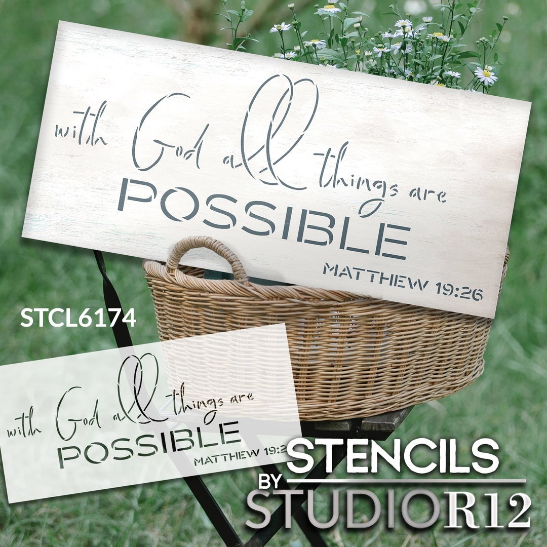 Matthew 19:26 Stencil by Studior12 Extra Large Faith Wood Sign DIY ...