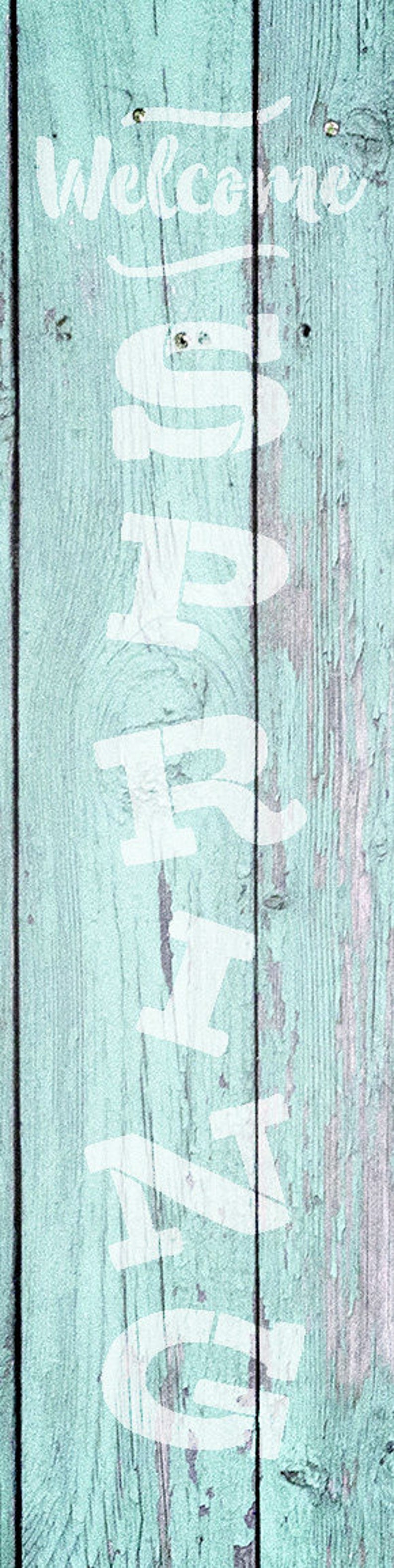 Welcome Spring Vertical Word Stencil Select Size | Etsy