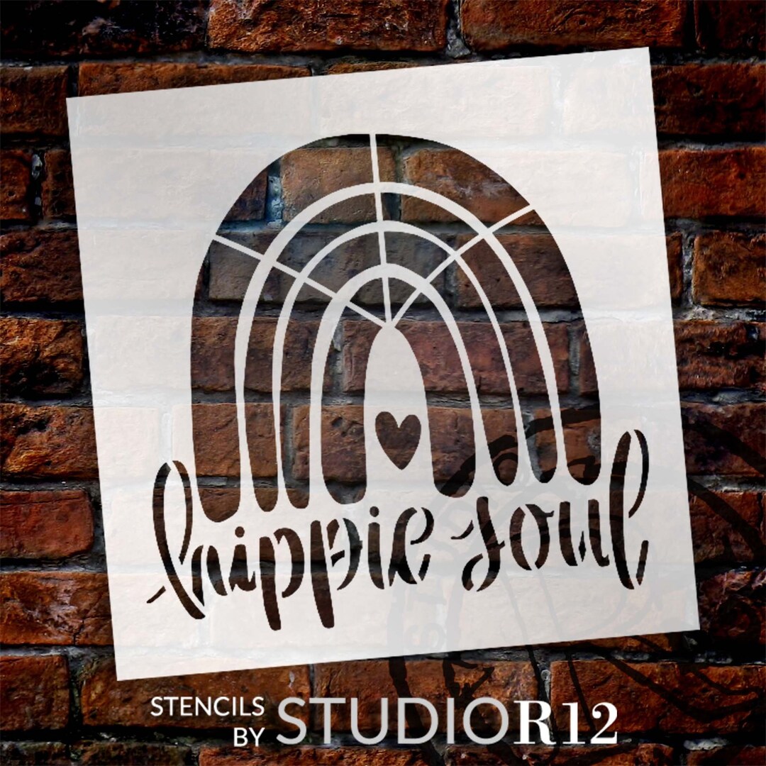 Hippie Soul With Rainbow Stencil by Studior12 Craft DIY Boho - Etsy