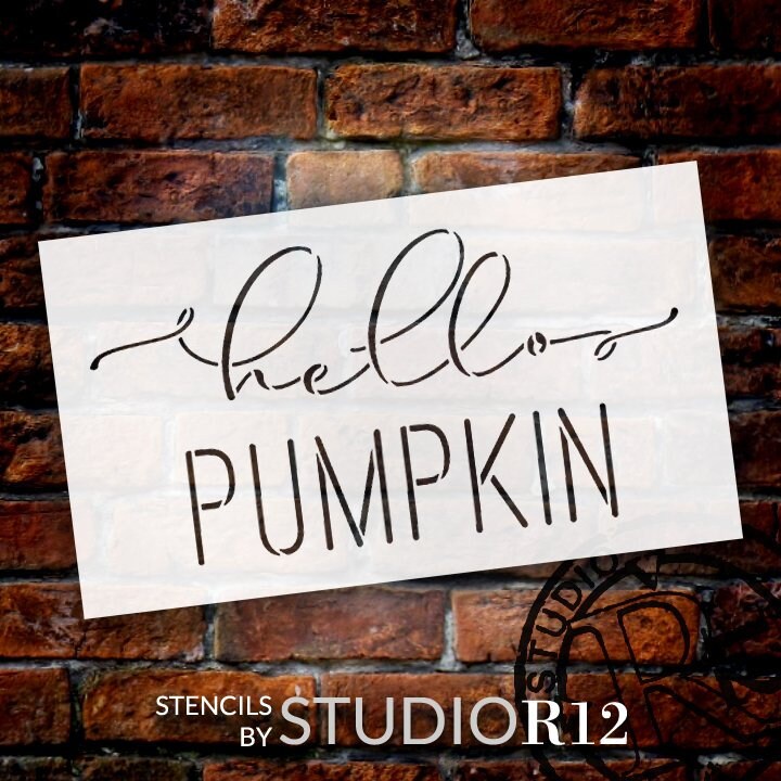 Hello Pumpkin Cursive Stencil by Studior12 DIY Autumn Fall - Etsy