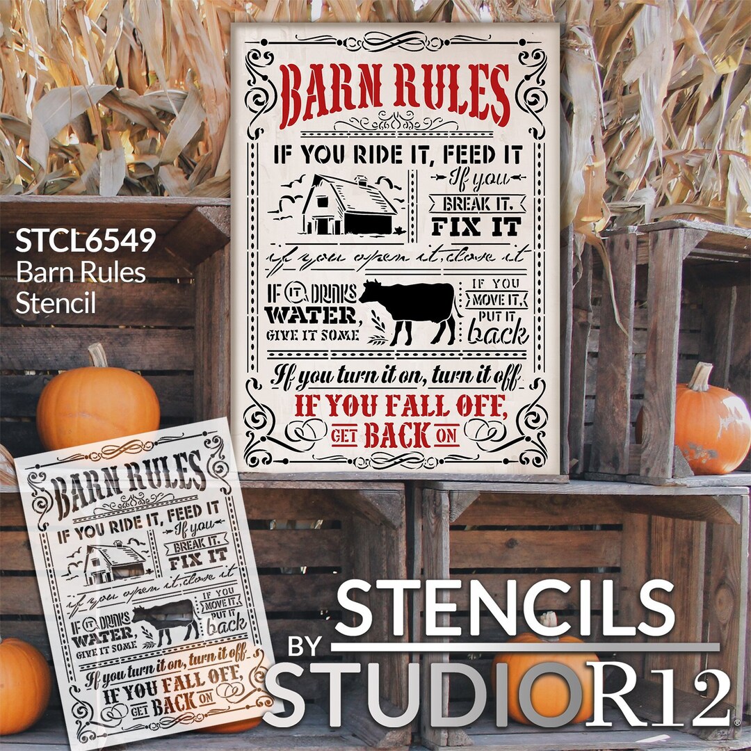 Barn Rules Stencil by Studior12 Select Size USA Made Craft DIY ...