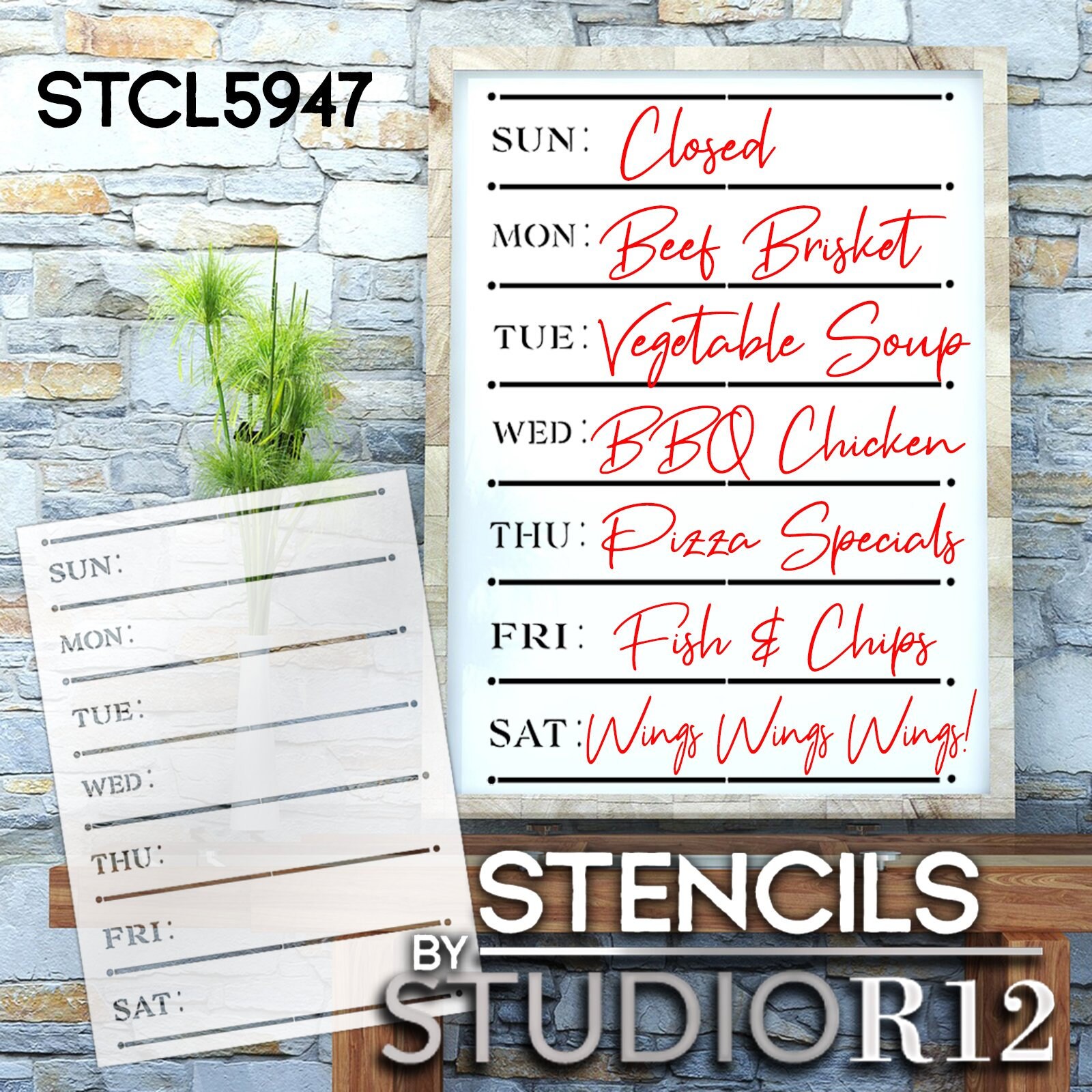 Simple Weekly Calendar Stencil by StudioR12 DIY Menu Board | Etsy