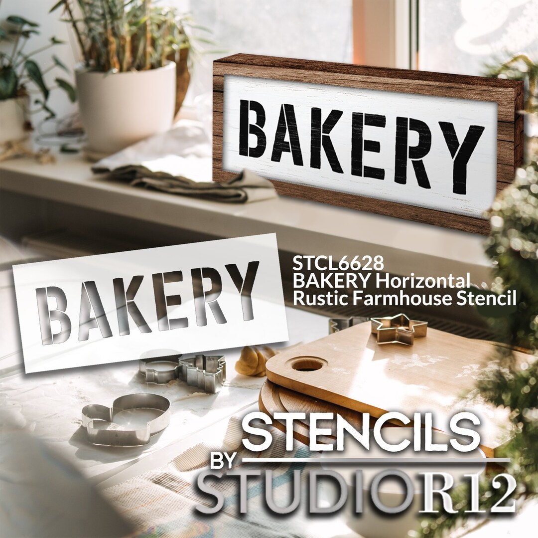 Horizontal Bakery Print Word Art Stencil by Studior12 Select Size USA ...