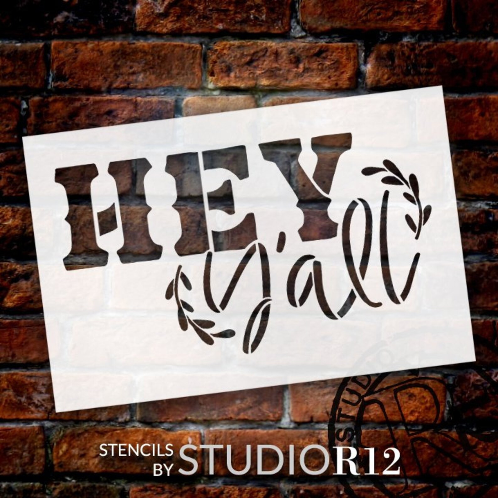 Hey Y'all Stencil With Laurels by Studior12 DIY - Etsy