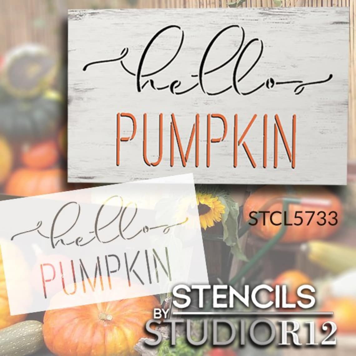 Hello Pumpkin Cursive Stencil by Studior12 DIY Autumn Fall - Etsy