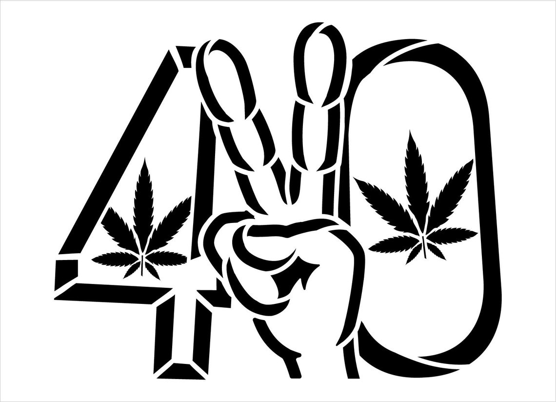 420 Peace Hand Sign With Marijuana Leaf Stencil by Studior12 | Etsy