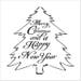 Merry Christmas and A Happy New Year Tree Script Word Art Stencil ...