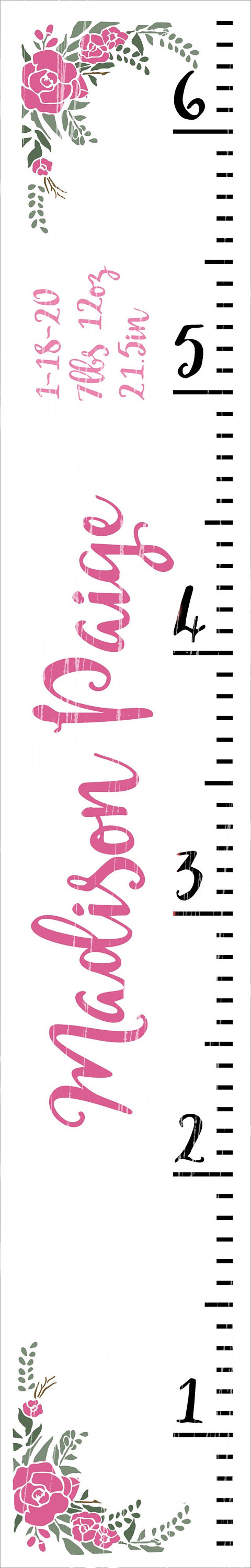 Personalized Name Growth Chart 3-part Stencil With Boho - Etsy