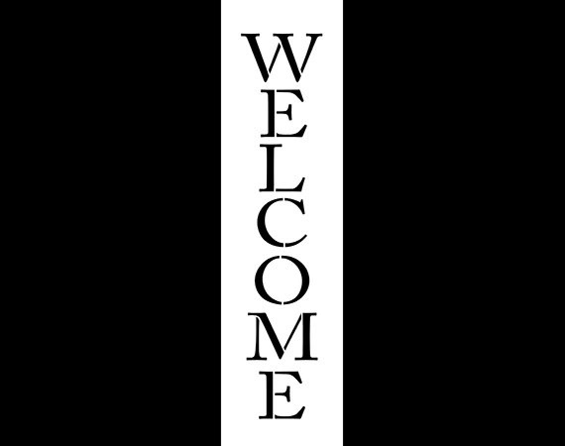 Welcome Skinny Traditional Vertical Word Stencil - Etsy